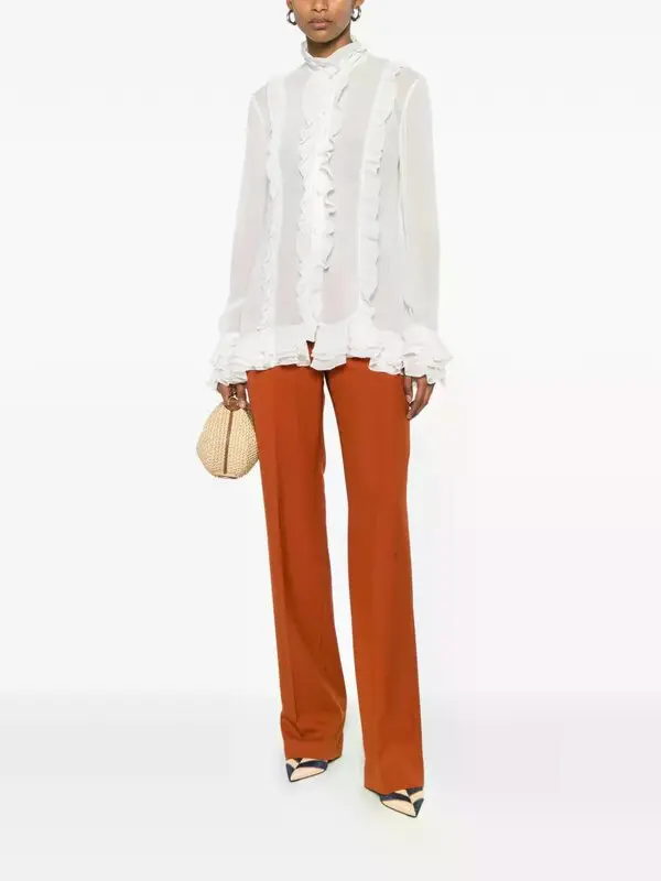 Alberta Ferretti Ruffled Silk-blend Blouse