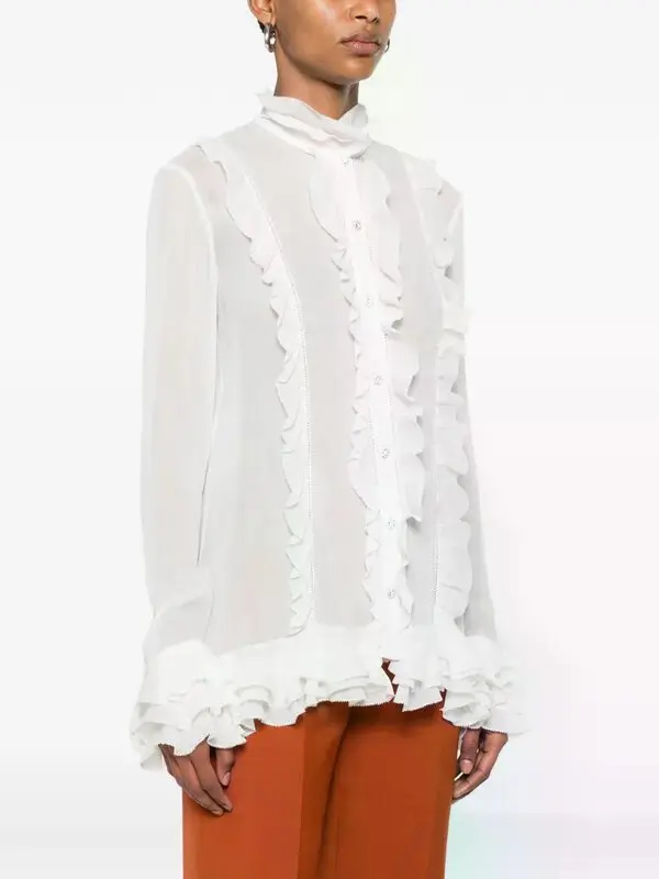 Alberta Ferretti Ruffled Silk-blend Blouse