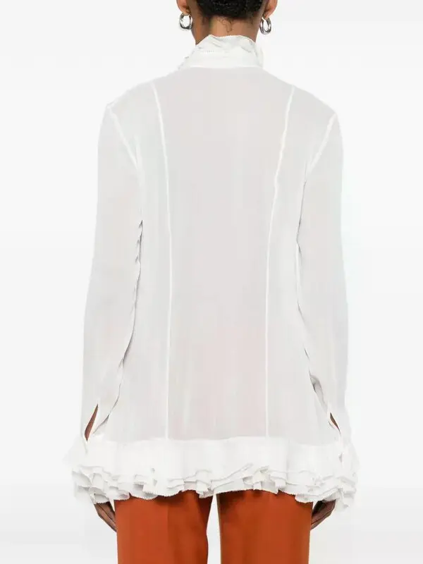 Alberta Ferretti Ruffled Silk-blend Blouse