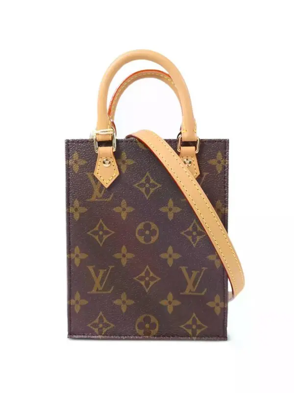 LOUIS VUITTON Petit Sac Plat Monogram Tote Bag - Brown