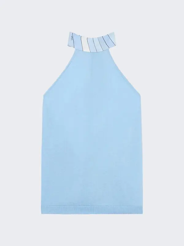 Emilio Pucci Knitwear Top With Silk Detail Pale - Blue