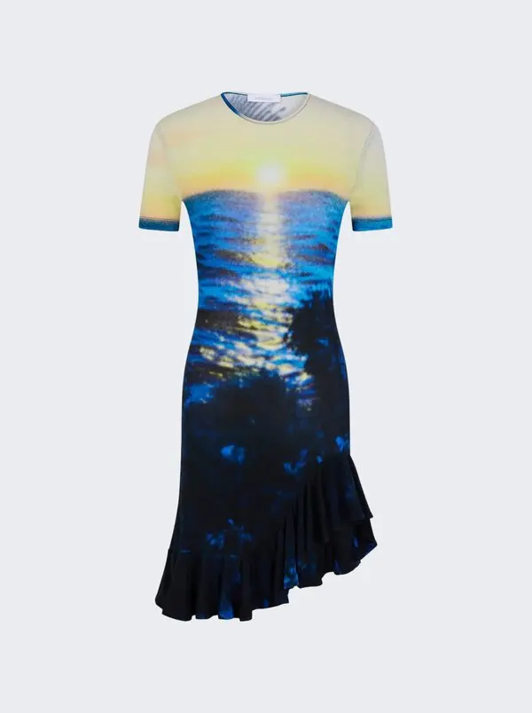 Rabanne Sunset-printed Jersey Mini Dress V371 Big Tornado Blue/yellow - Multi