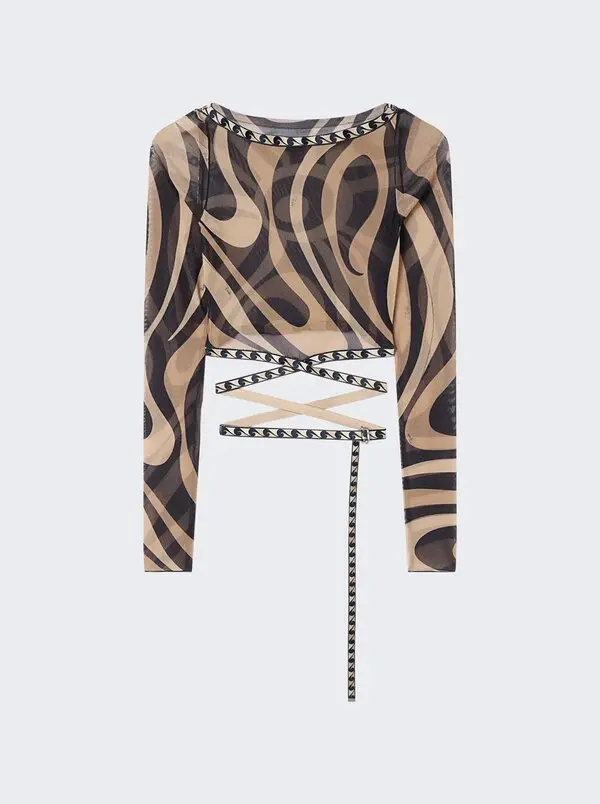 Emilio Pucci Marmo Print Tulle Crop Top - Multi