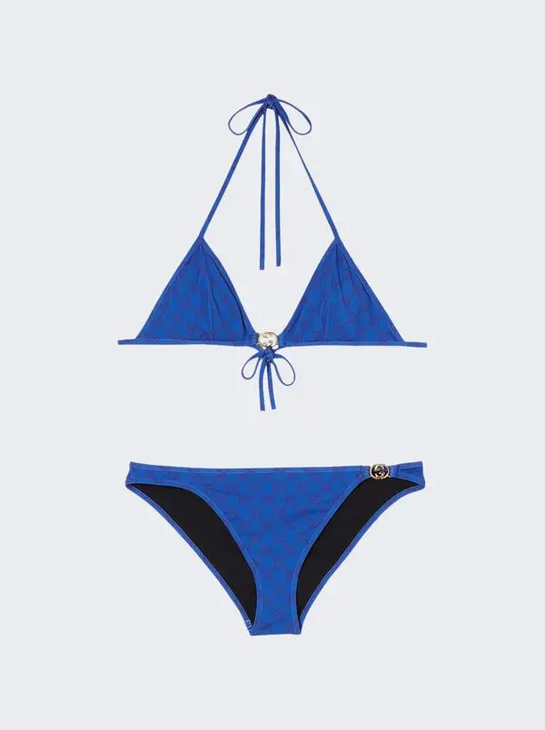 Gucci Matt Jersey Stretch Two-piece Bikini With Interlocking G Detail - Blue