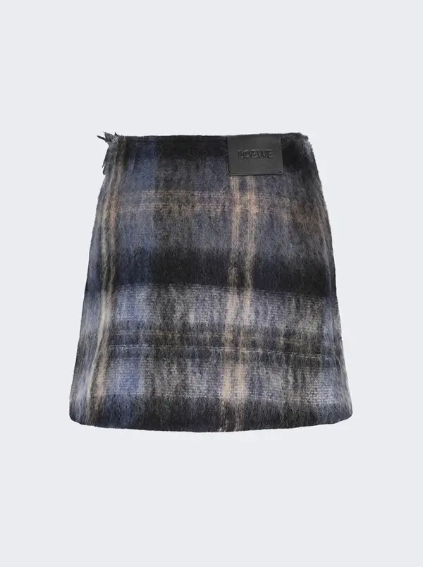 Loewe Mohair And Wool Checkered Wrap Skirt With Leather Belt