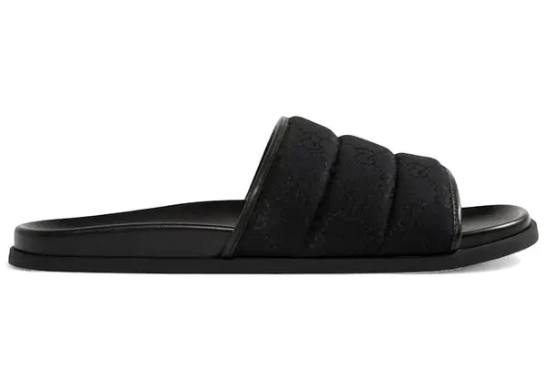 Gucci Padded Gg Canvas Slide Sandal - Black