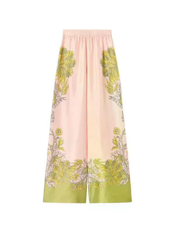 La DoubleJ Floral-print Silk Palazzo Trousers