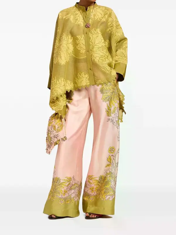 La DoubleJ Floral-print Silk Palazzo Trousers