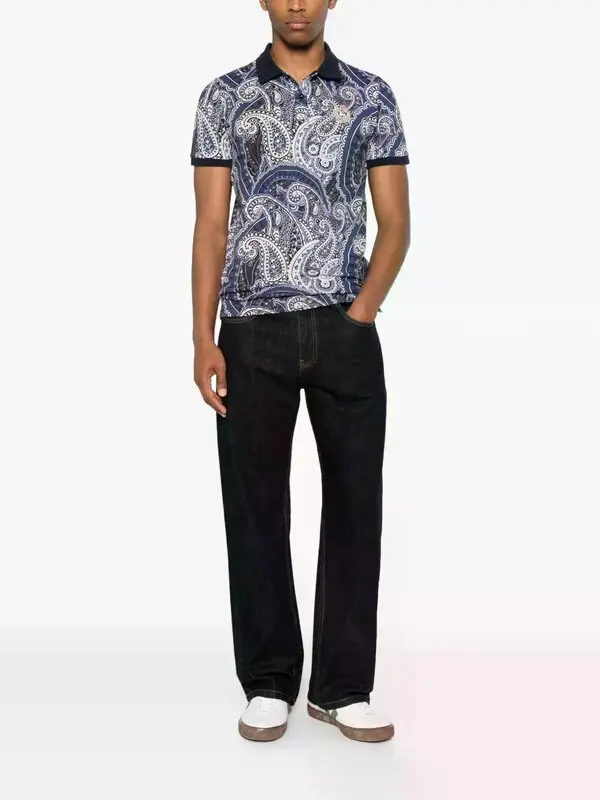 JOHNNY LAMBS Paisley-print Polo Shirt