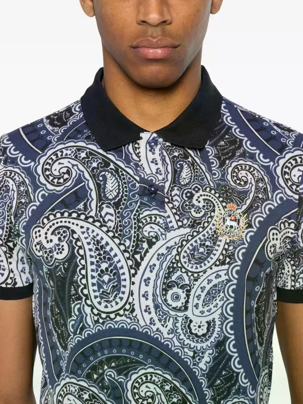 JOHNNY LAMBS Paisley-print Polo Shirt