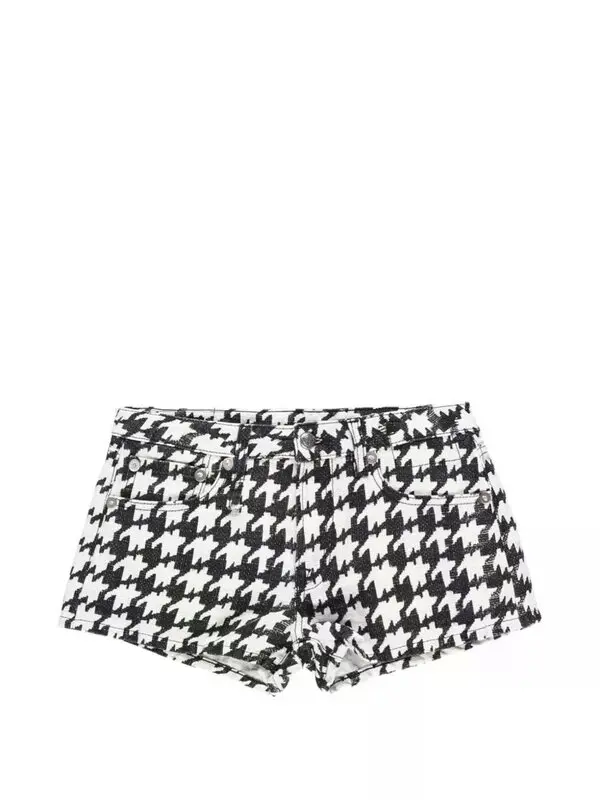 R13 Effie Houndstooth Print Denim Shorts - White