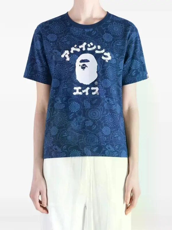 A BATHING APE Floral-print Logo-print T-shirt