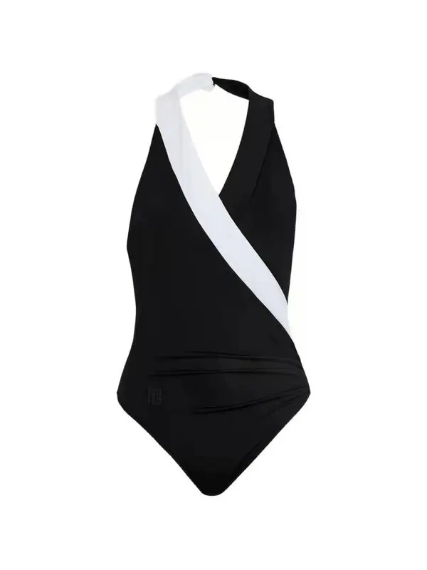 Balmain Two-tone Halterneck Swimsuit - Black