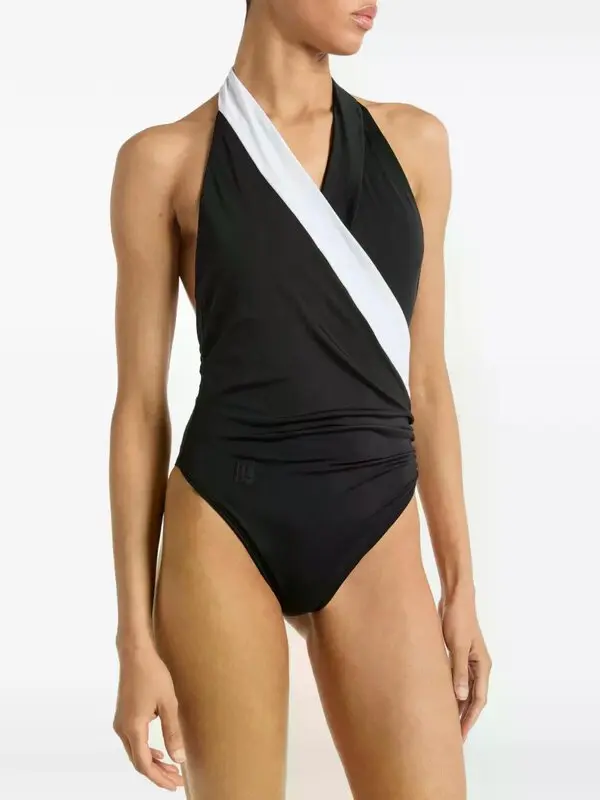 Balmain Two-tone Halterneck Swimsuit - Black