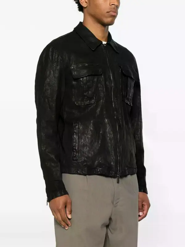 SALVATORE SANTORO Crinkled-finish Zip-up Jacket
