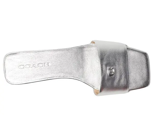 COACH Sculpted C Metallic Leather Flat Sandals