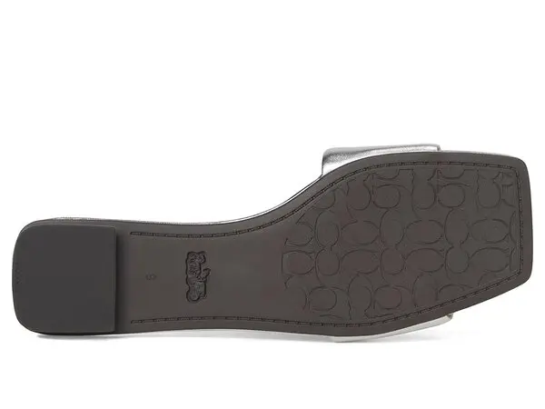 COACH Sculpted C Metallic Leather Flat Sandals