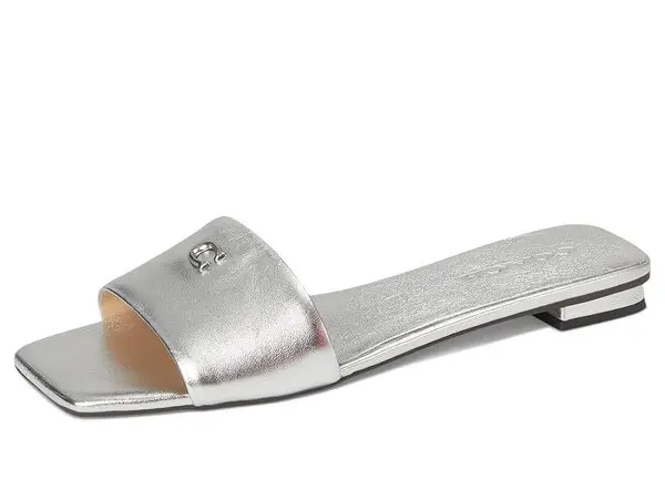 COACH Sculpted C Metallic Leather Flat Sandals