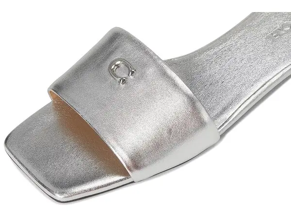 COACH Sculpted C Metallic Leather Flat Sandals