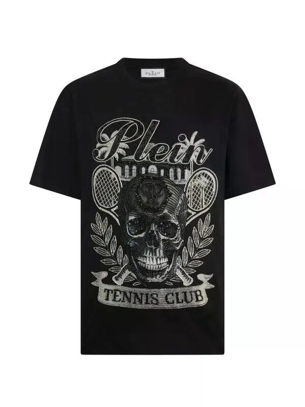 Philipp Plein Skull Tennis Round-neck Cotton T-shirt - Black