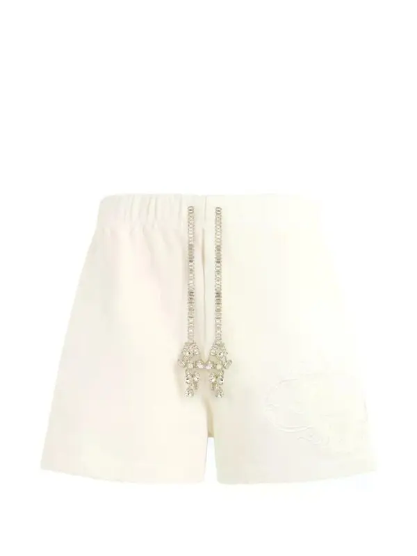 Philipp Plein Drawstring Shorts With Crystal Embellishment - Neutrals