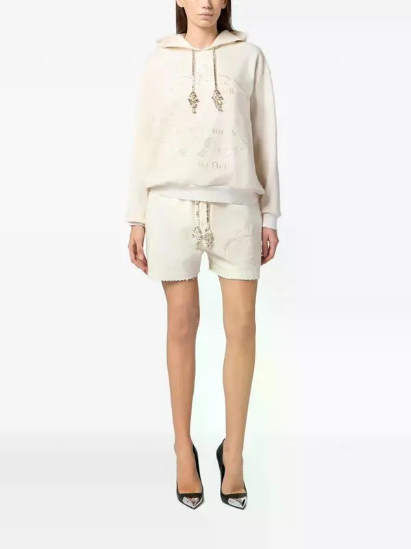 Philipp Plein Drawstring Shorts With Crystal Embellishment - Neutrals