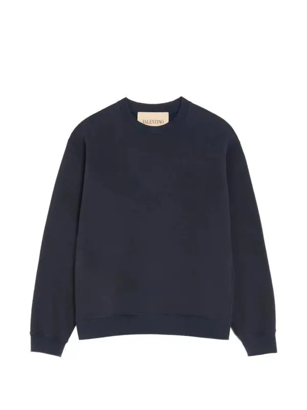 Valentino Garavani Cotton Sweatshirt With Vlogo Embroidery - Blue
