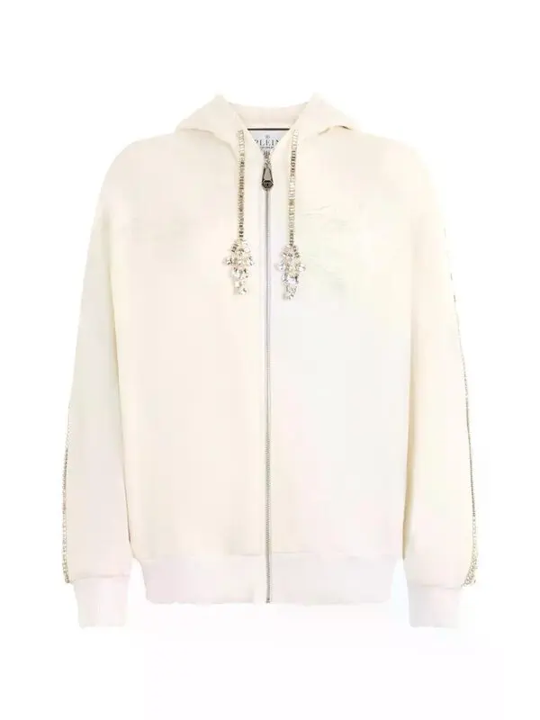 Philipp Plein Embellished Zip-up Hoodie - Neutrals