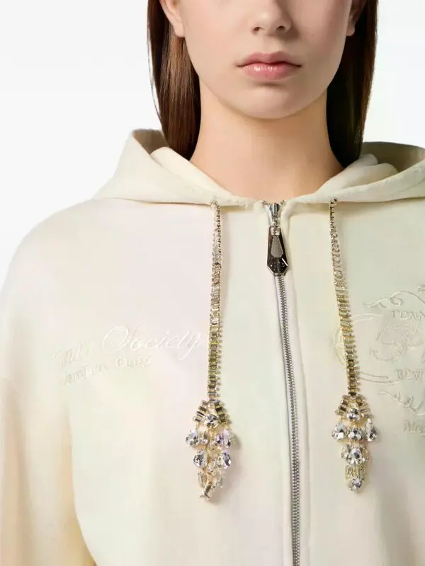 Philipp Plein Embellished Zip-up Hoodie - Neutrals