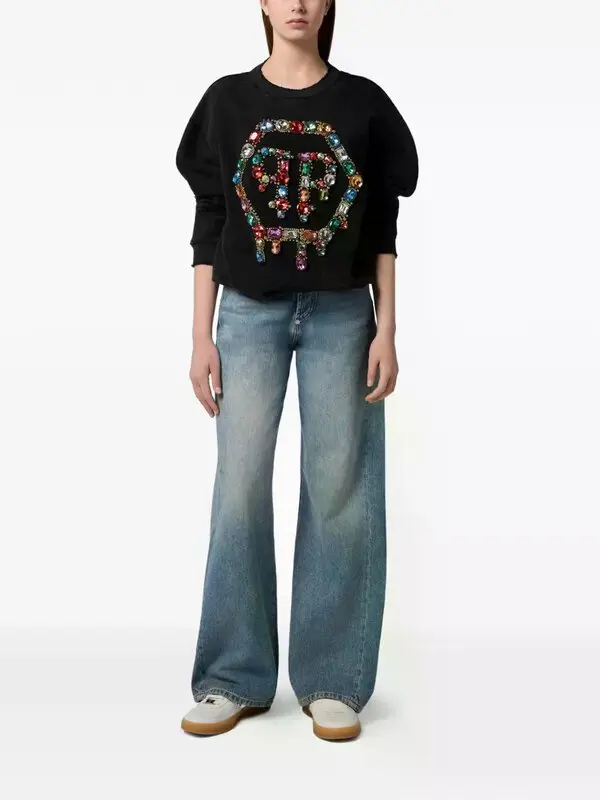 Philipp Plein Embellished Open-back Sweatshirt - Black