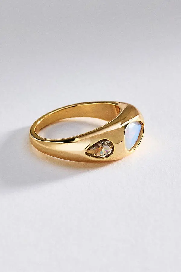 Anthropologie Crystal Triad Ring - Opal/rose