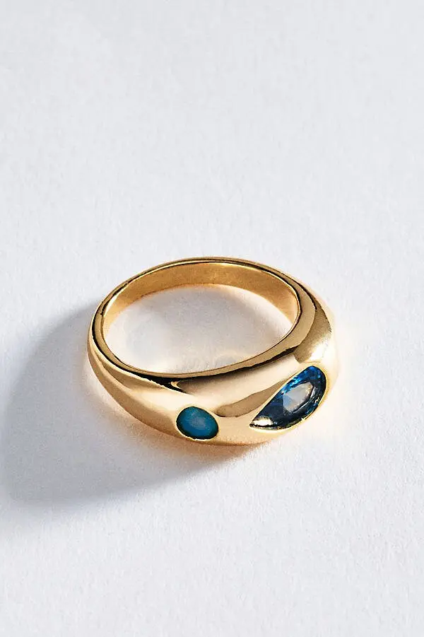 Anthropologie Crystal Triad Ring - Turquoise