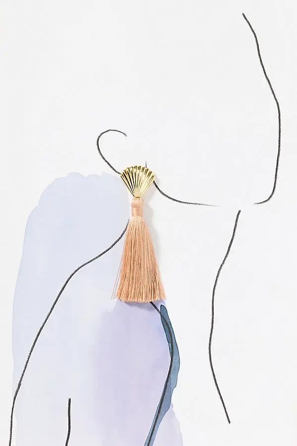 Anthropologie Shell Tassel Drop Earrings