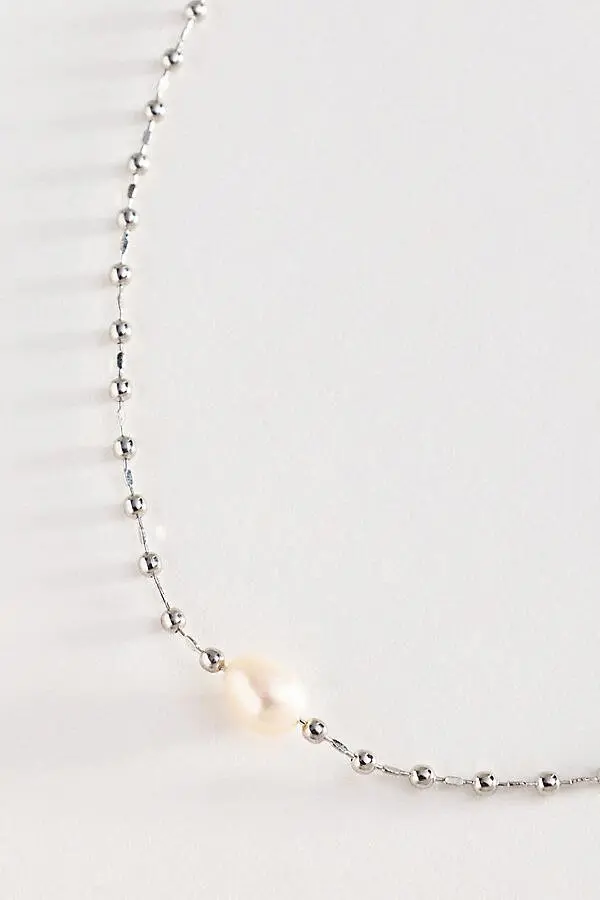 Anthropologie Pearl Solo Necklace - Silver