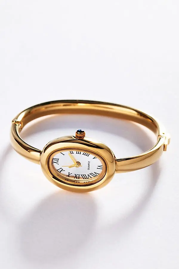 Anthropologie Hinged Cuff Watch - Gold