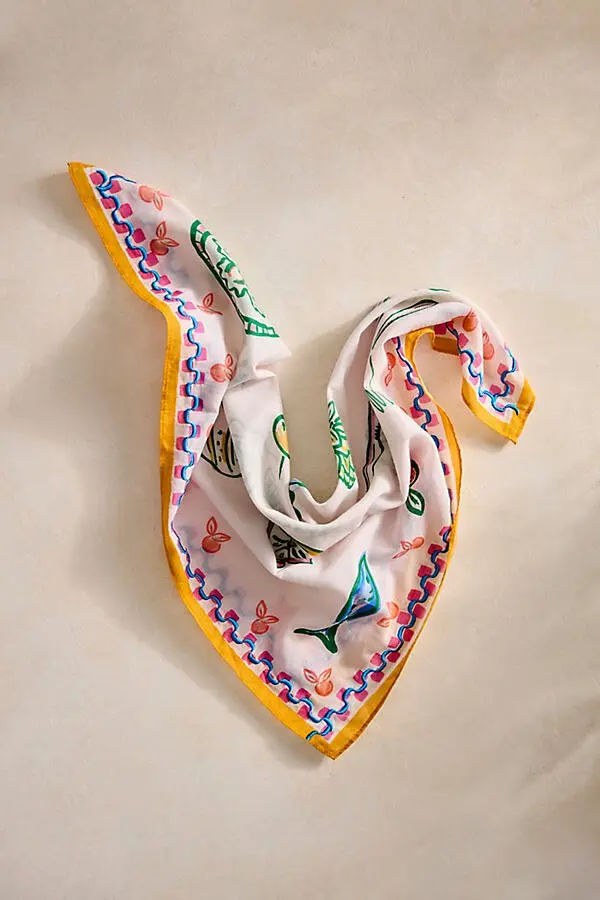 ELIZABETH GILLETT Italian Café Cotton Bandana - Ivory