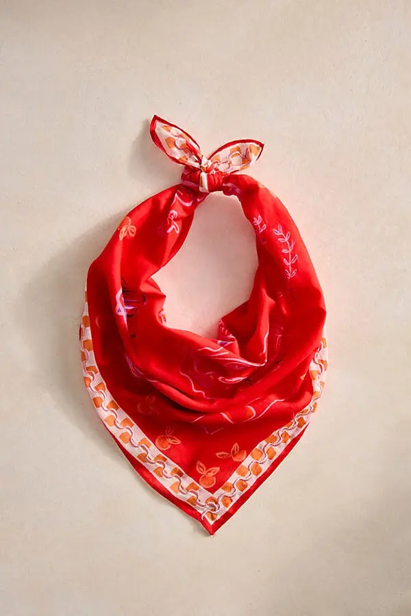ELIZABETH GILLETT Italian Café Cotton Bandana - Red