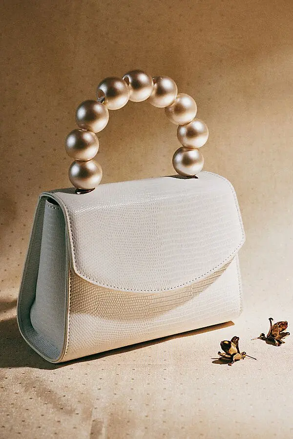OLGA BERG Peta Pearl Handle Bag - White