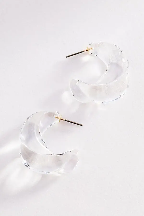 Anthropologie Molded Glass Hoop Earrings - Clear