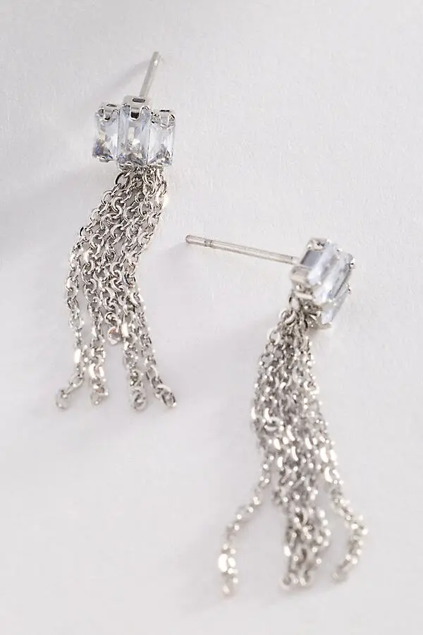Anthropologie Crystal & Frge Post Earrgs - Silver