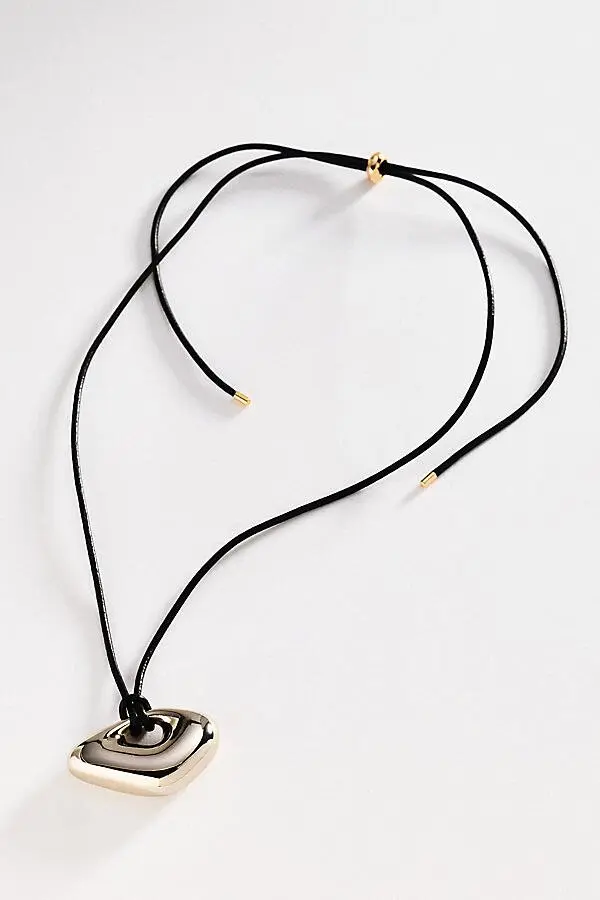 Anthropologie Sculptural Metal Pendant Necklace - Gold/silver