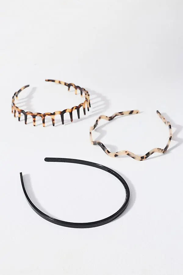 Anthropologie Zigzag Headbands, Set Of 3 - Dark Neutral