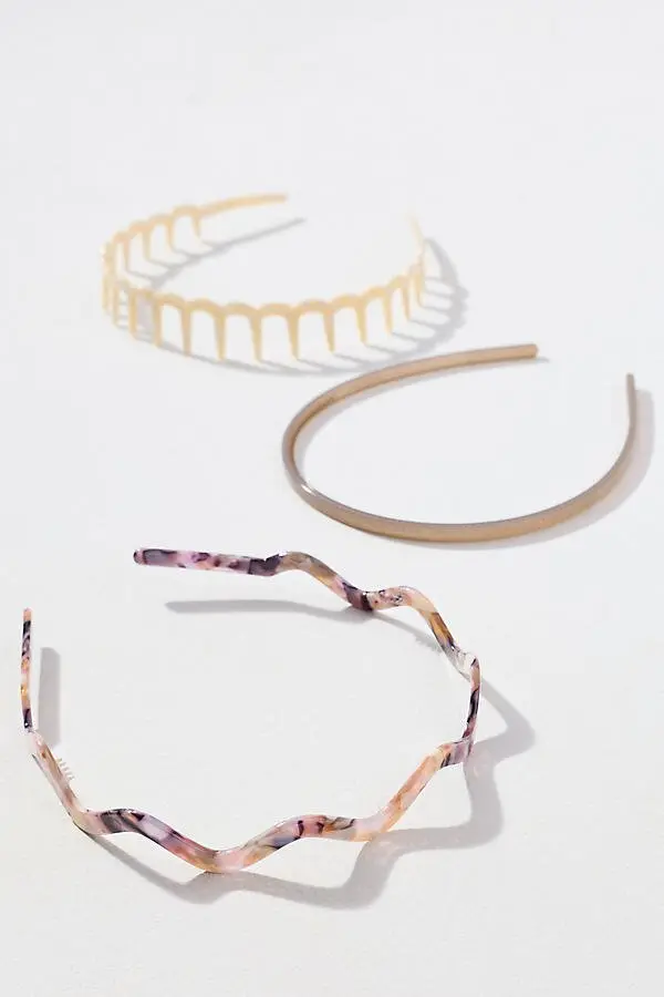 Anthropologie Zigzag Headbands, Set Of 3 - Light Neutral