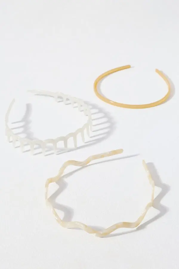 Anthropologie Zigzag Headbands, Set Of 3 - Pearl