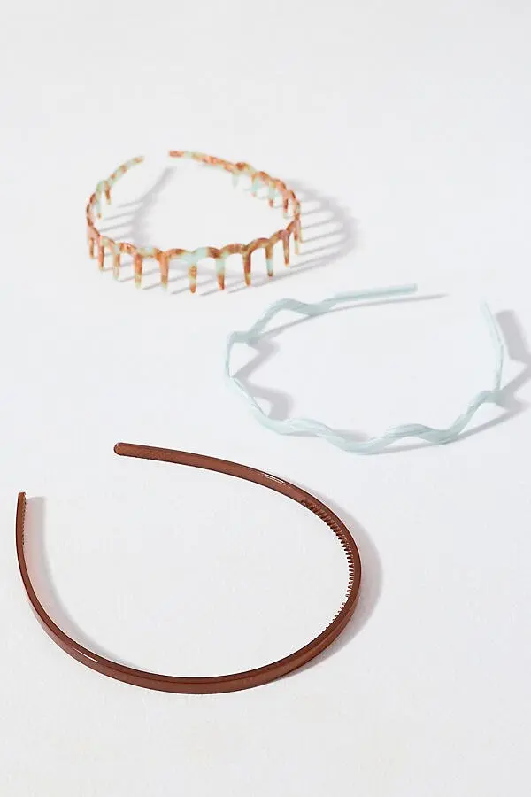 Anthropologie Zigzag Headbands, Set Of 3 - Sky