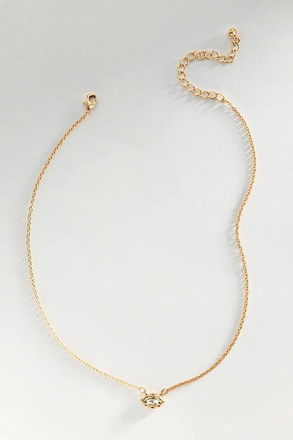 Anthropologie Bezel-set Crystal Pendant Necklace - Gold