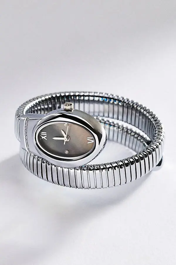 Anthropologie Stretch Wrap Watch - Silver/grey