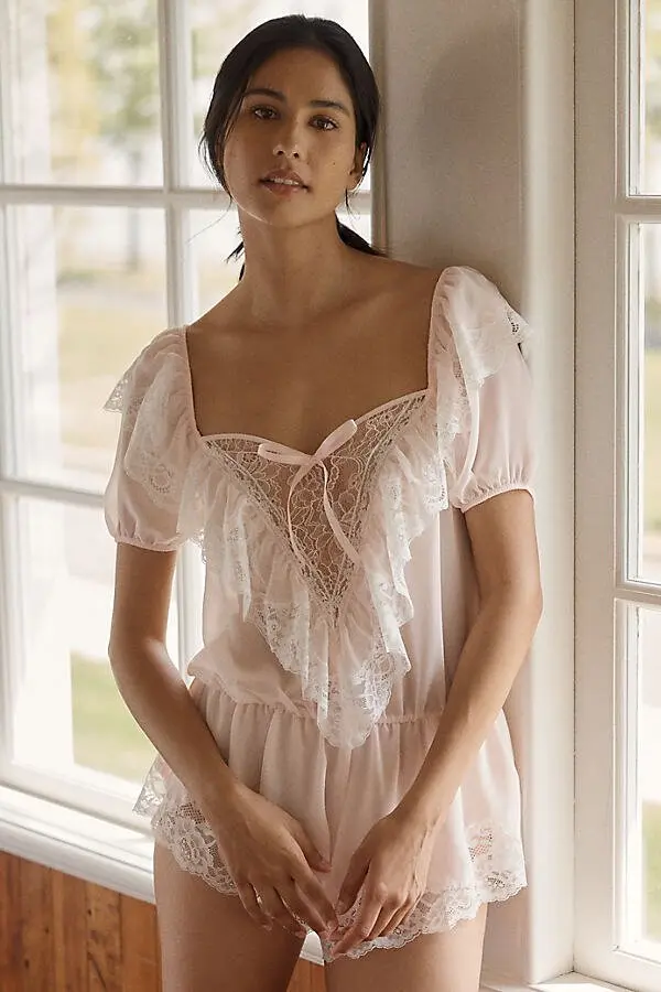 For Love & Lemons Grace Romper - Light Pink