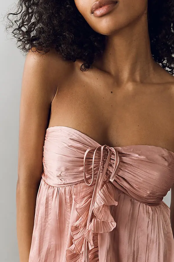 Anthropologie Mariana Tie-front Strapless Top - Rose