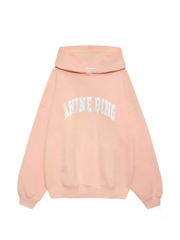 ANINE BING Logo Embroidered Hoodie - Pink